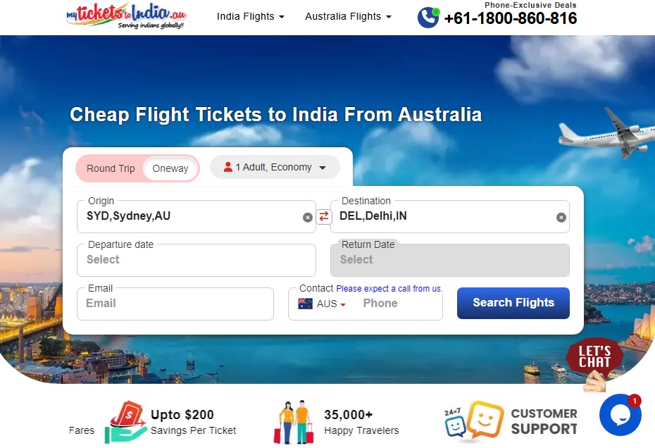 Plane Ticket to India From Australia, India Flight Deals $576